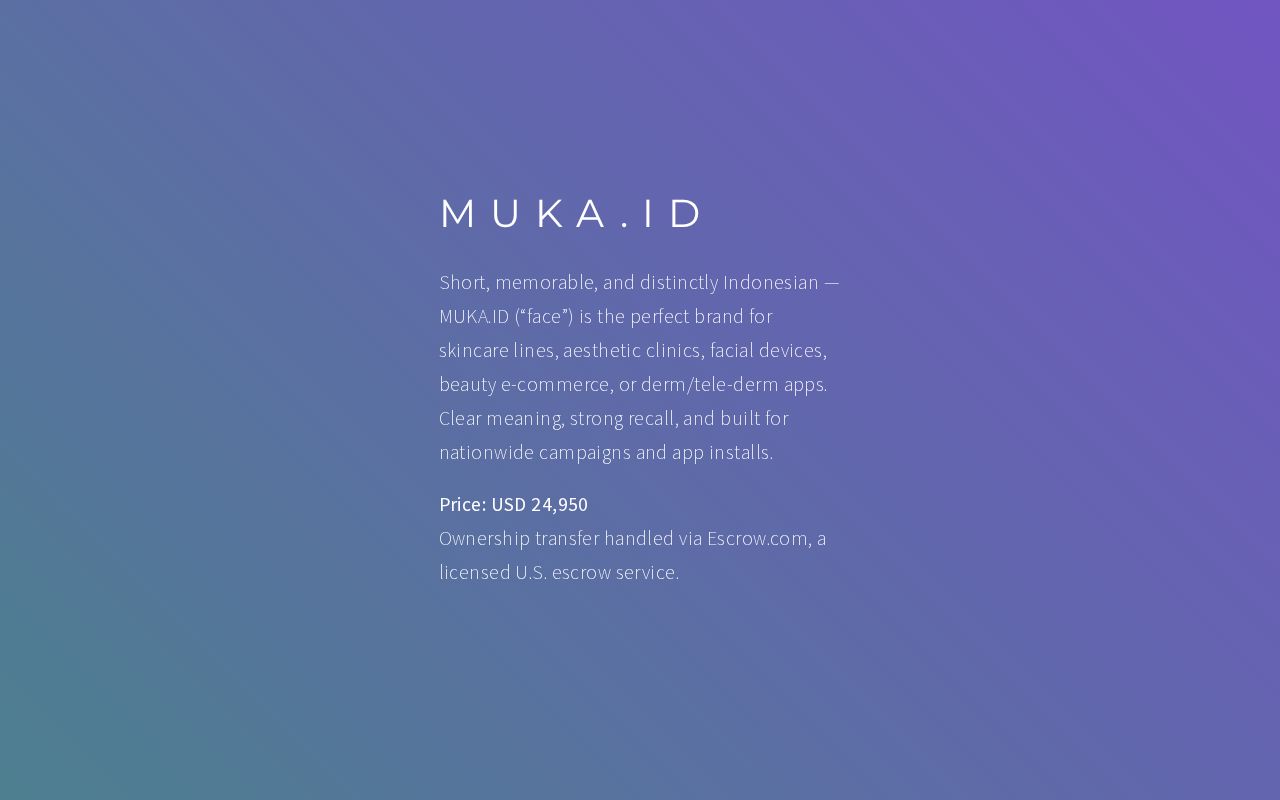 MUKA.ID — Premium .ID Domain for Sale (USD 24,950)